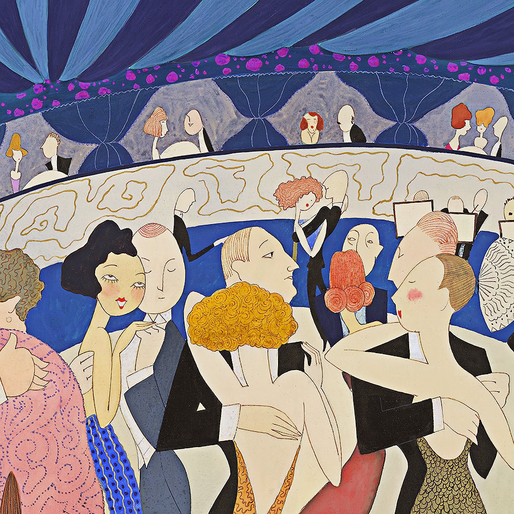 Jazz Age Delight: Vibrant Nightclub Art Deco Print – Are Violets Blue